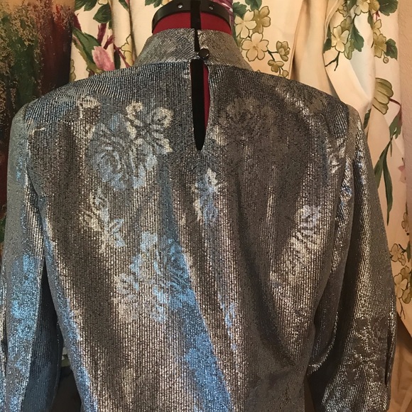 Frejani | Tops | Metallic Silver Damask Blouse Size4 Vintage | Poshmark